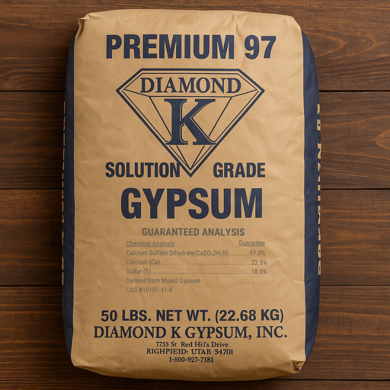 Diamond K Premium 97 Solution Grade Gypsum (50 lbs Bag) – Grow Organic