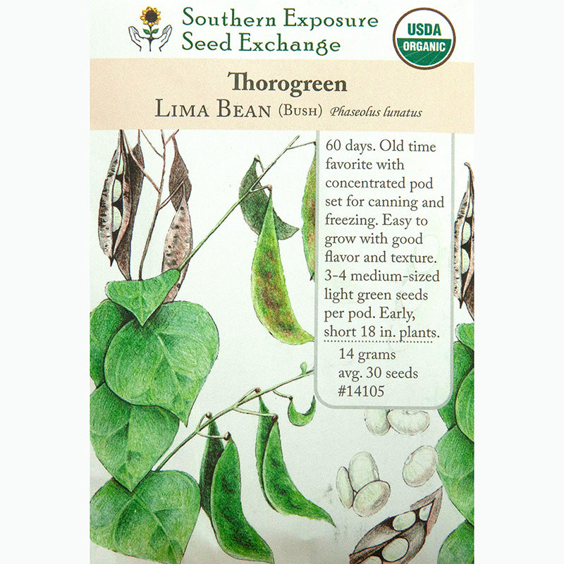 Southern Exposure Organic Thorogreen Lima Bush Bean – Grow Organic