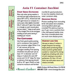 Renee's Garden Squash Summer Zucchini Astia - Grow Organic