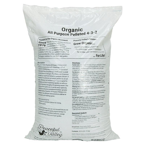 PV Organics All Purpose Pelleted Fertilizer 4-3-2 (50 lb) – Grow Organic
