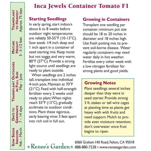 Inca Jewels Roma Container Tomato Seeds – Grow Organic