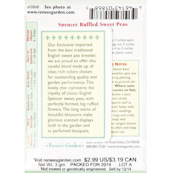 Spencer Ruffled Sweet Pea Flower Seeds – Grow Organic